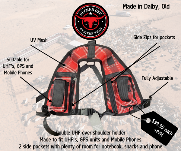 Double pocket Over shoulder UHF/GPS/Phone Holder – Bucked Off Western Wear